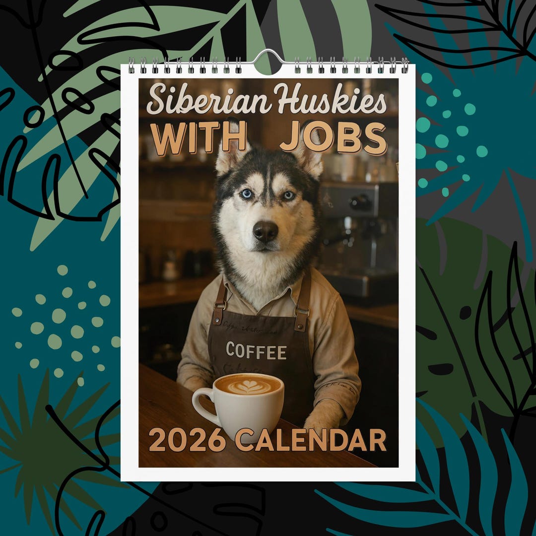 Funny Siberian Husky Dogs With Jobs Calendar 2026 – Siberian Huskies ...