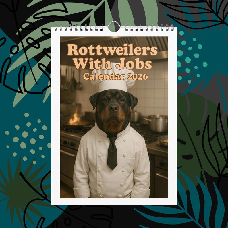 Funny Rottweiler Dogs With Jobs Calendar 2026 – Rottweilers Dressed as ...