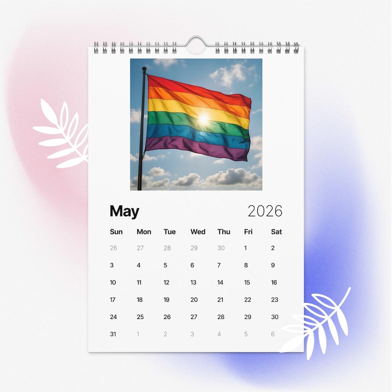 2026 Pride Calendar – LGBTQ+ Wall Calendar With Monthly Rainbow Art ...