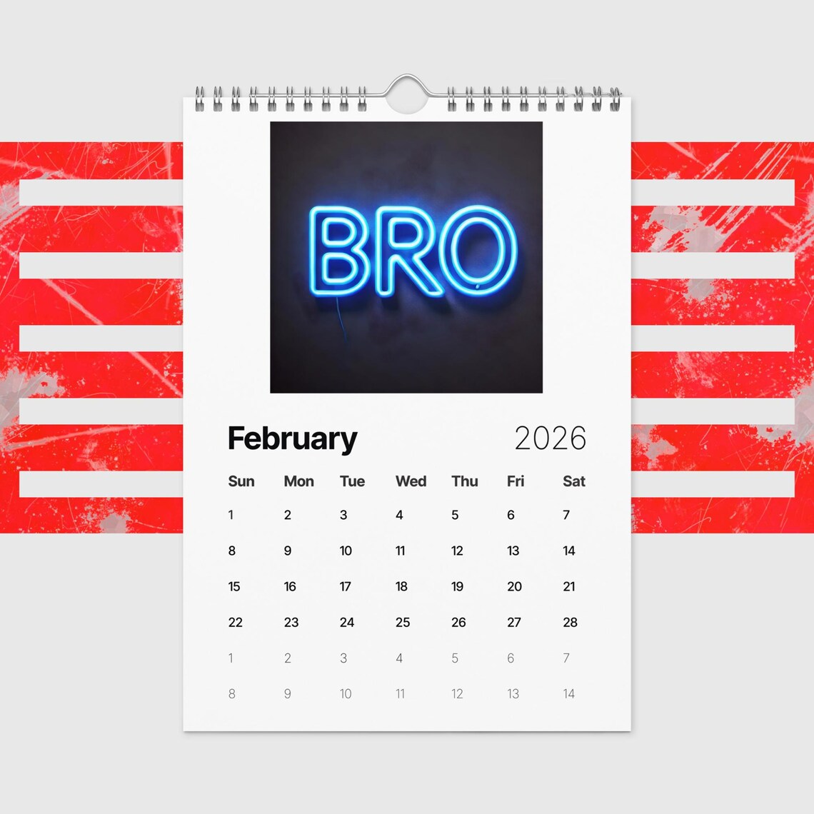 2026 Bro Calendar – Funny Neon Sign Wall Calendar for Bros | Cool Gift ...