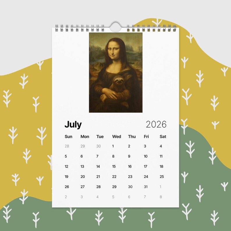 2026 Funny Sloth Art Calendar – Cute Sloths Painted Into Famous ...