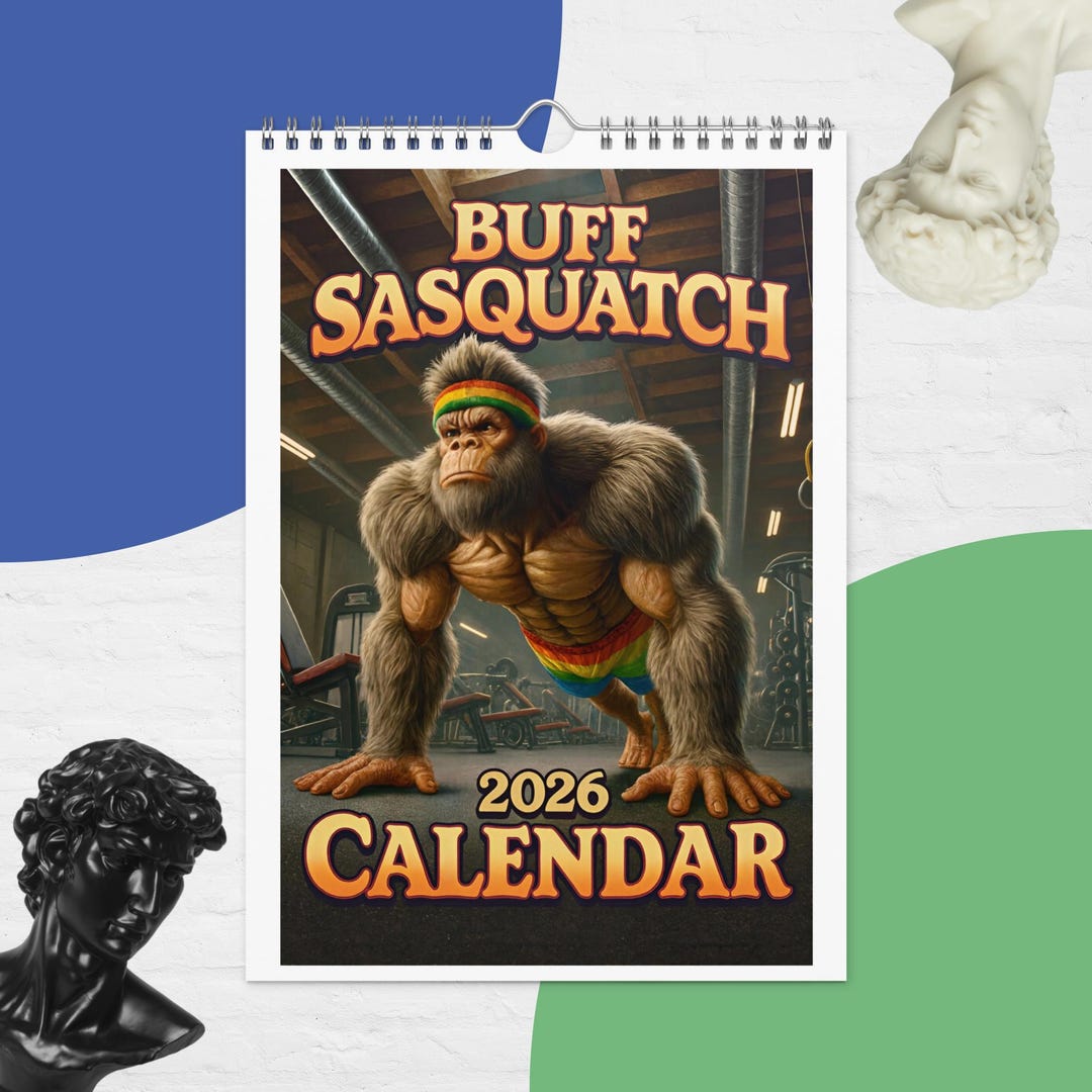 2026 Buff Bigfoot Workout Calendar – Funny Sasquatch Gym Wall Calendar ...
