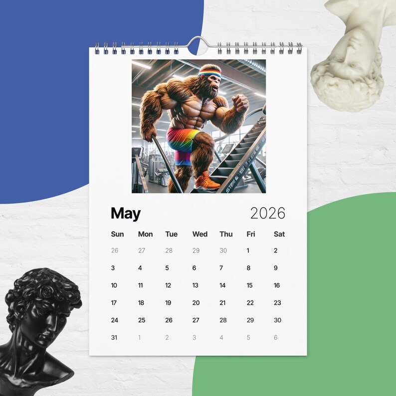 2026 Buff Bigfoot Workout Calendar – Funny Sasquatch Gym Wall Calendar, Fitness Gift for Men ...