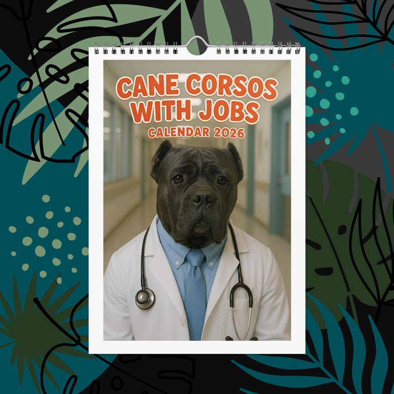 Cane Corsos With Jobs 2026 Calendar – Funny Dog Lover Gift, Cane Corso ...
