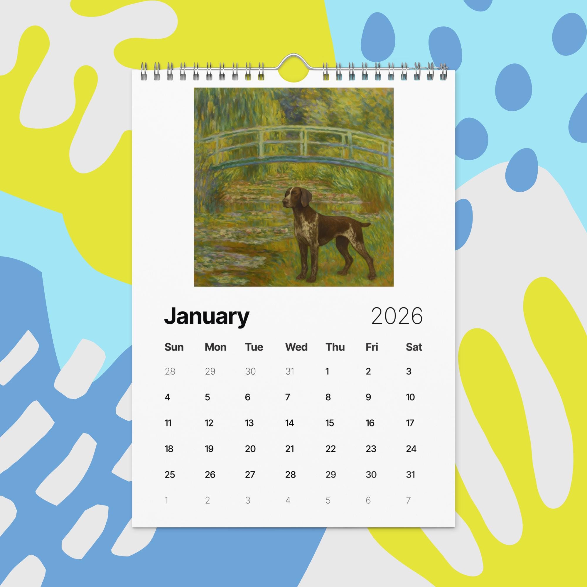 German Shorthair Pointer Art Calendar 2026 – Funny Dogs in Famous ...