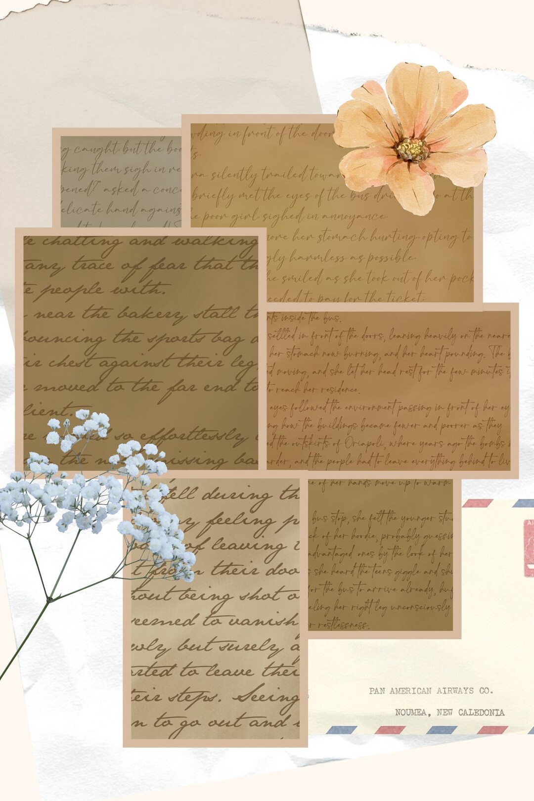 6 Vintage Letter Journaling Cards | Printable A6 Pages | Cursive ...