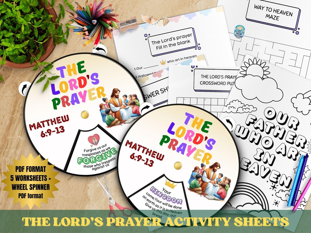 The Lord's Prayer Coloring Wheel, Bible Activity, Kids Bible Lesson ...