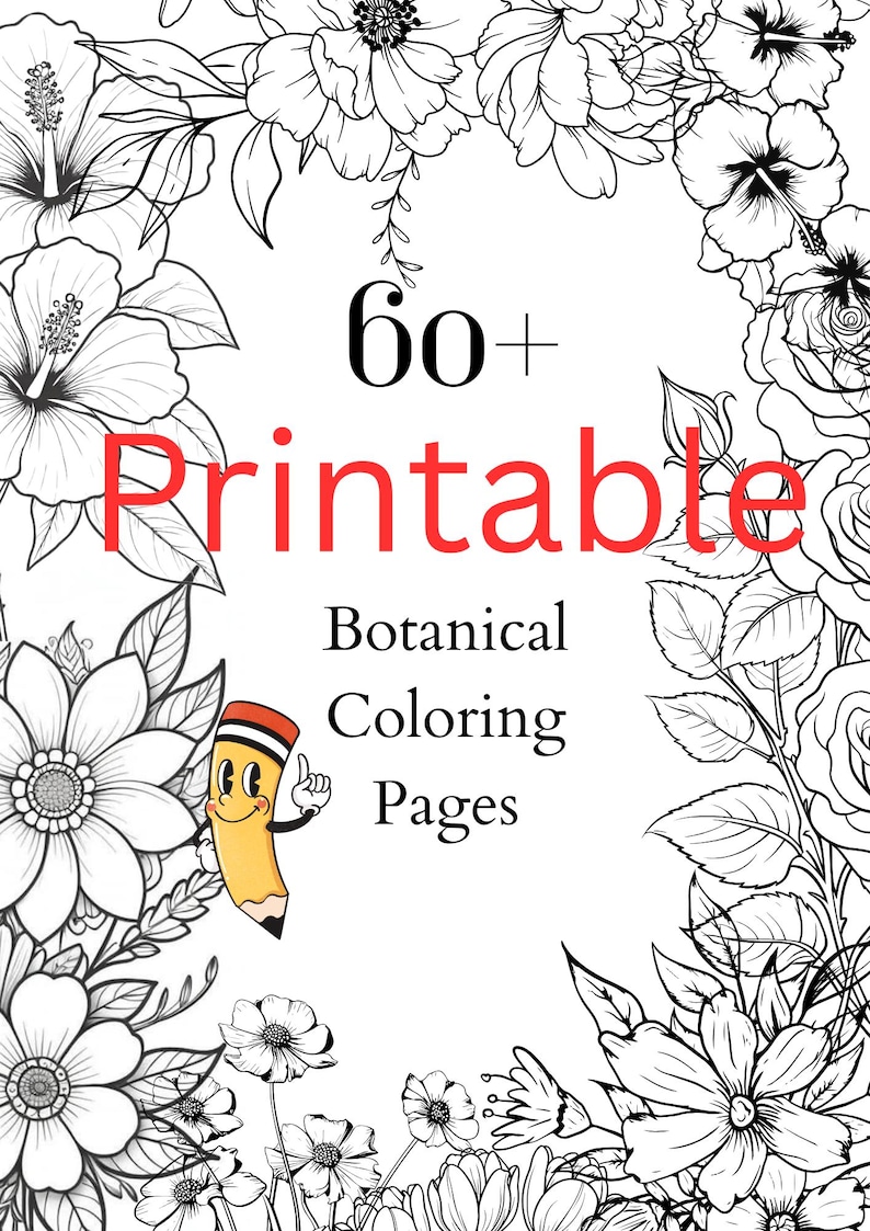 60+ Botanical Coloring Pages – Relaxing Floral & Nature Designs - Etsy