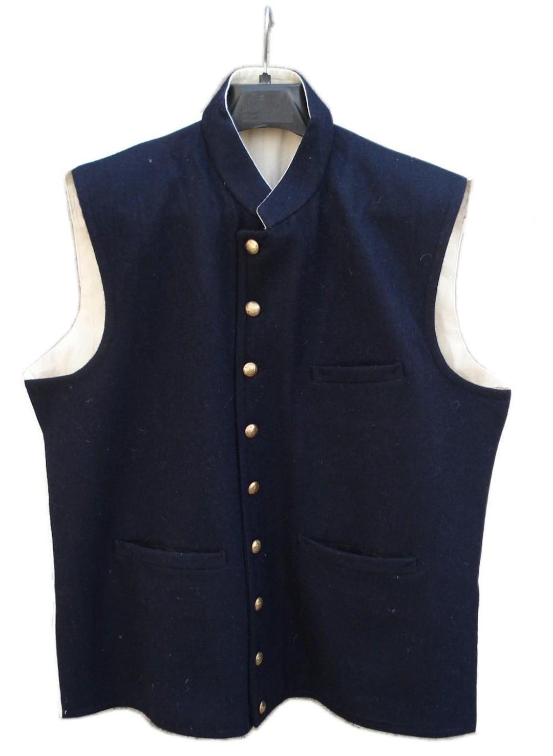 Union Military Vest: Navy Wool, Brass Buttons - Civil War Reproduction ...