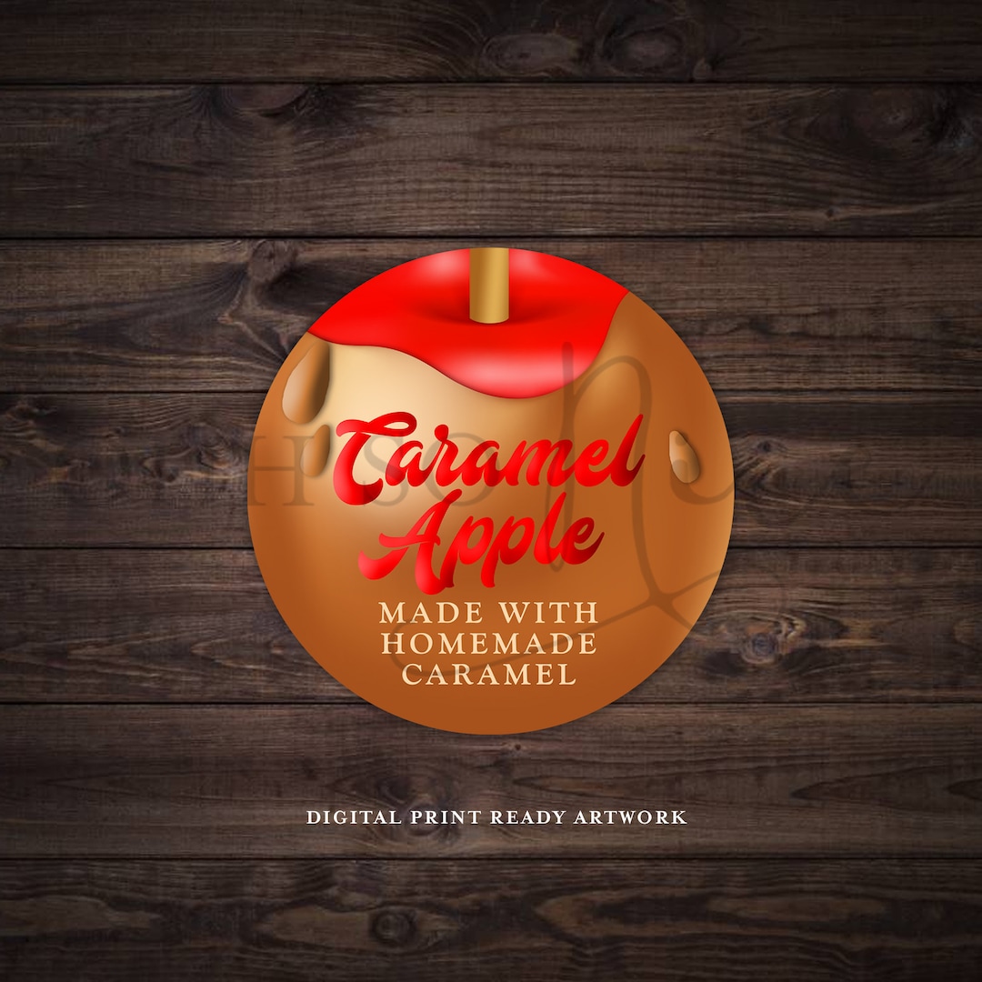 3 Sizes: Caramel Apple - Homemade Sweet Treat Tag Circle Round Instant ...