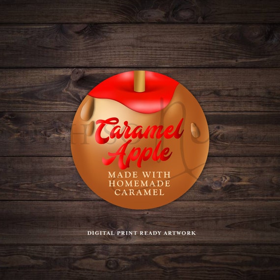 3 Sizes: Caramel Apple Homemade Sweet Treat Tag Circle Round | Etsy