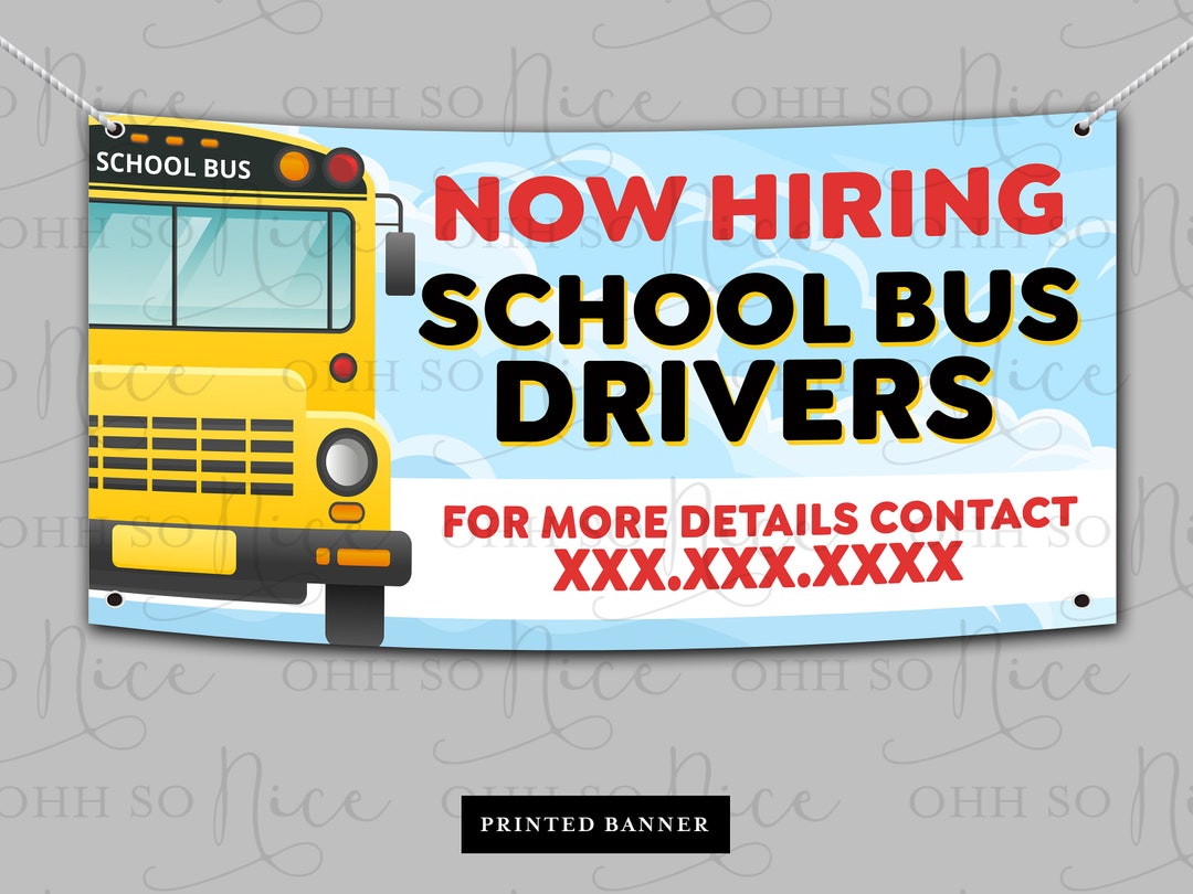 SHIPS FAST | Custom Now Hiring Bus Drivers for Schools Banner | Personalize W/ Phone Number Spot ...