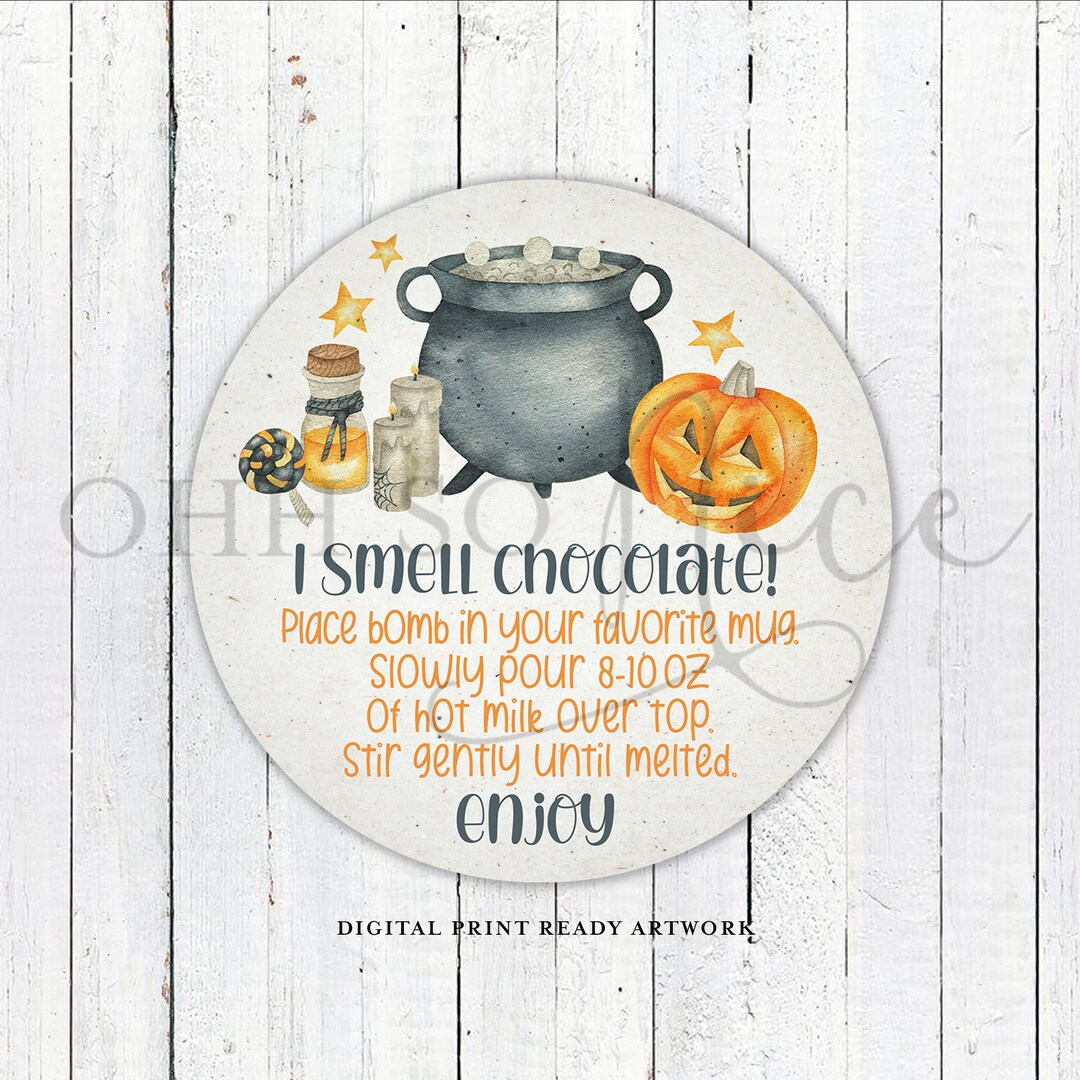 3 Sizes: I Smell Chocolate Halloween Watercolor Hot Chocolate Cocoa ...