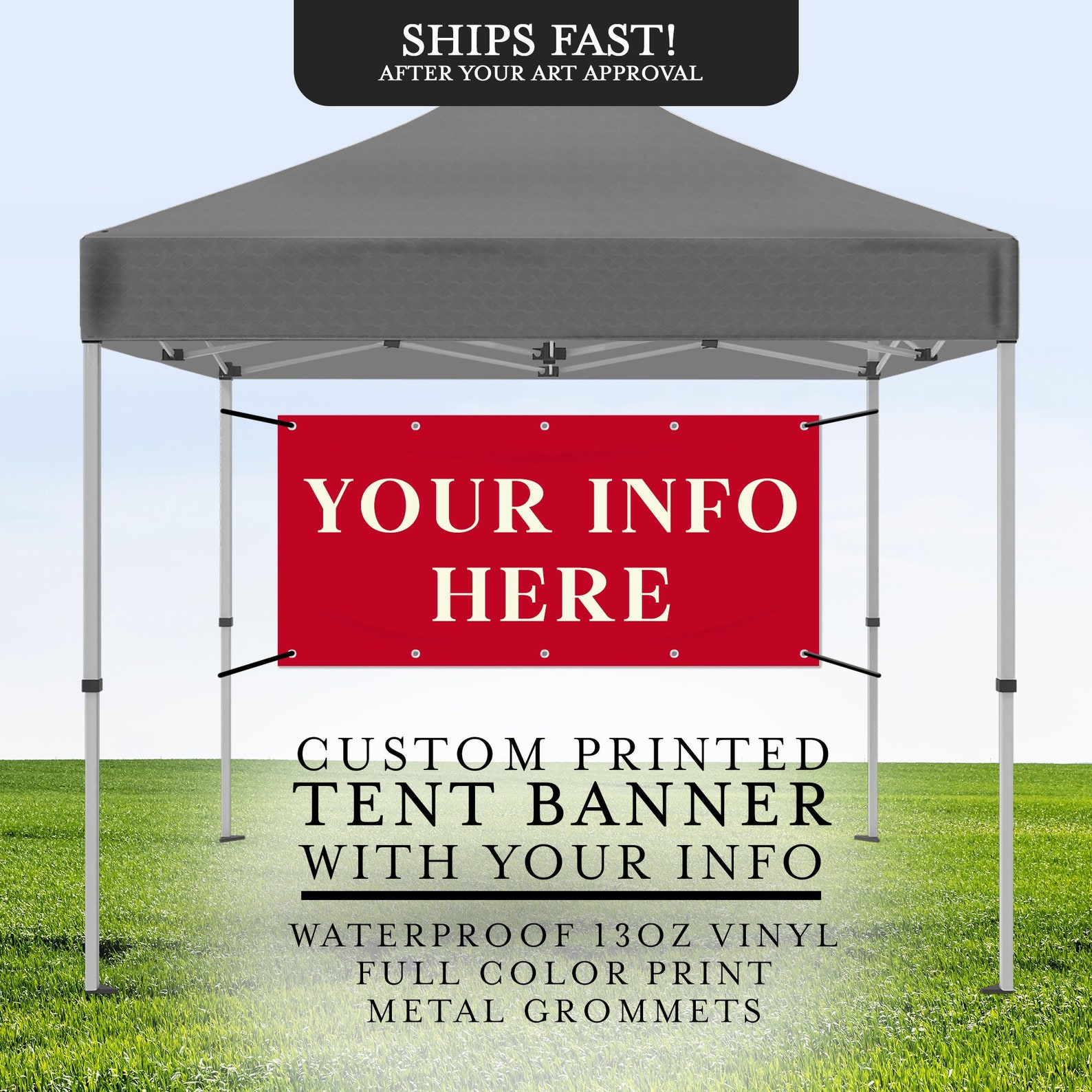 Custom Vinyl Tent Back Banner | Personalized With Your Logo or Message ...