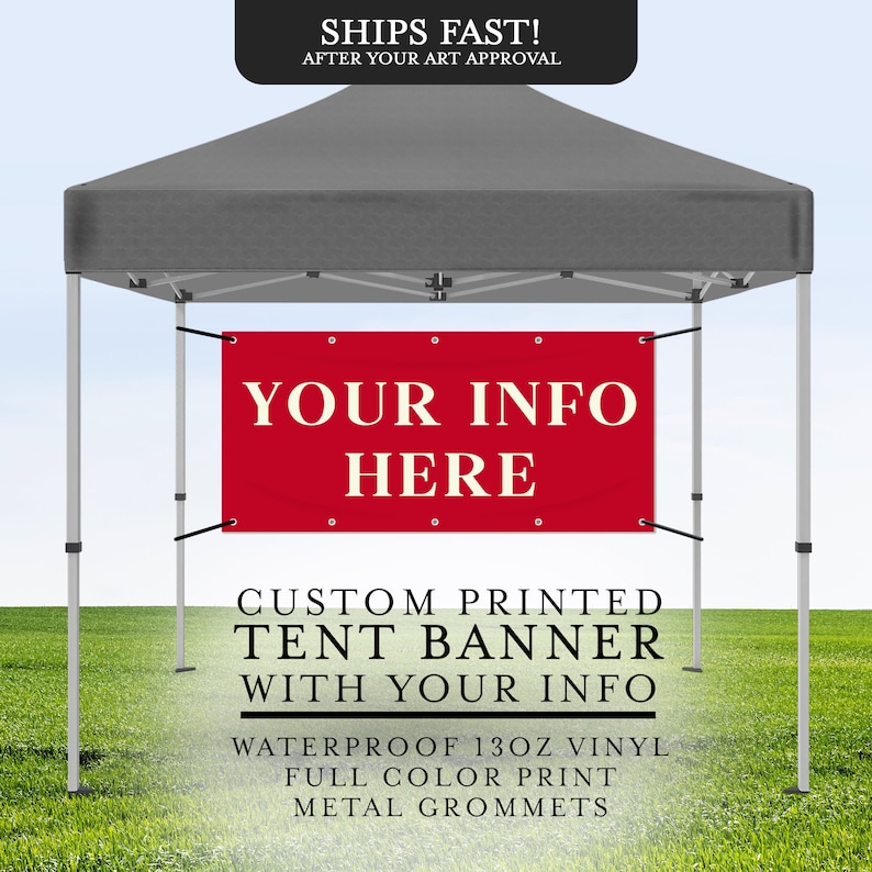 Custom Vinyl Tent Back Banner | Personalized With Your Logo or Message ...