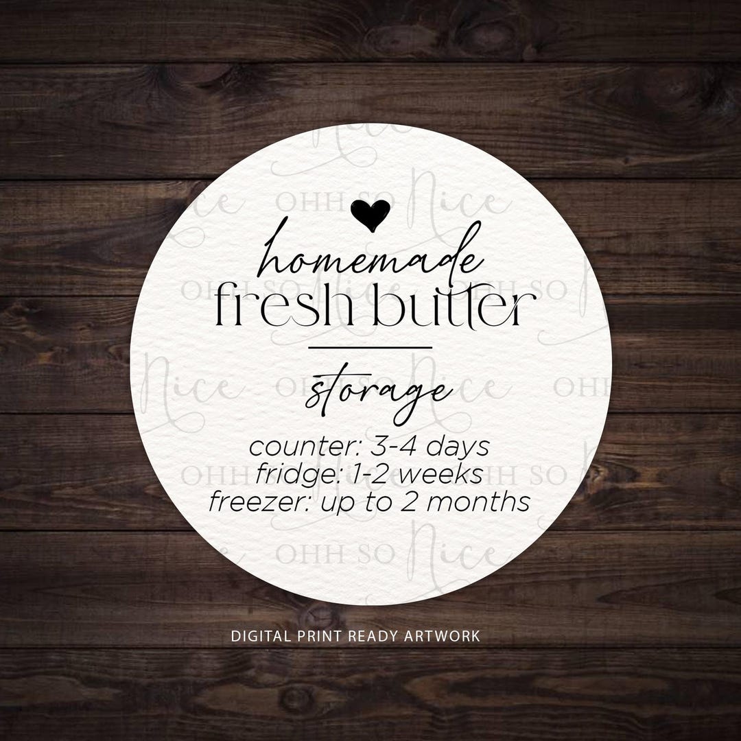3 Sizes: Homemade Fresh Butter With Storage Tips Instant Download ...