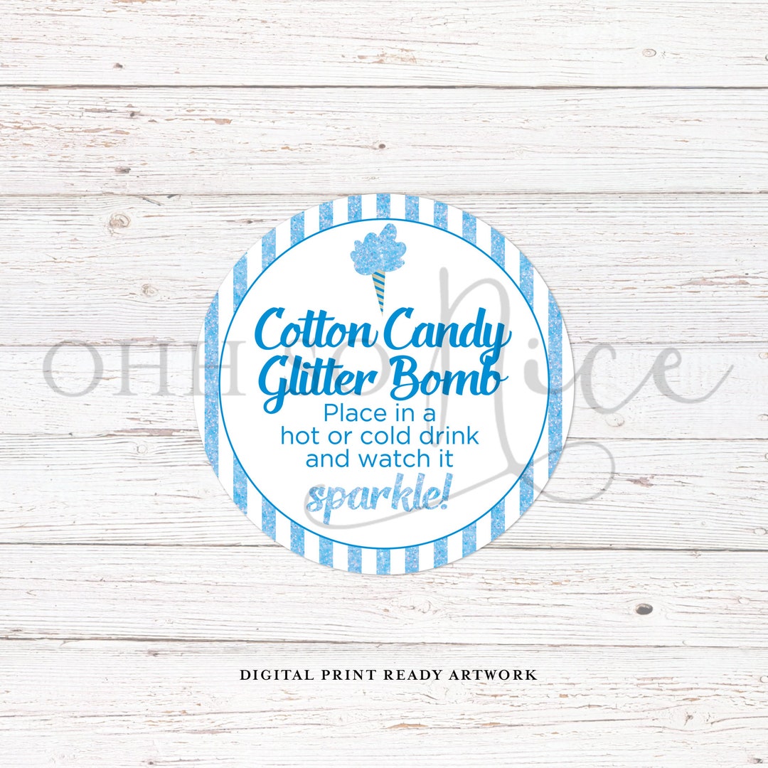 3 Sizes: Cotton Candy Glitter Bomb Blue Stripes W/ Instructions Instant ...