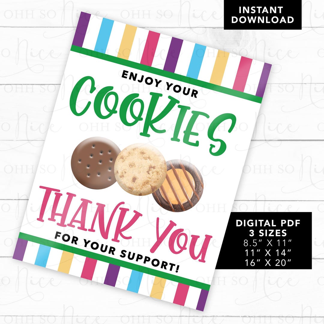 DIGITAL: Poster | Enjoy Your Cookie - Thank You Sign for Cookie Sales ...