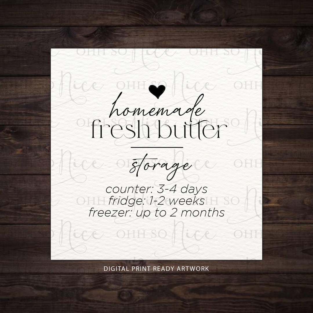 3 Sizes: Homemade Fresh Butter With Storage Tips Instant Download ...