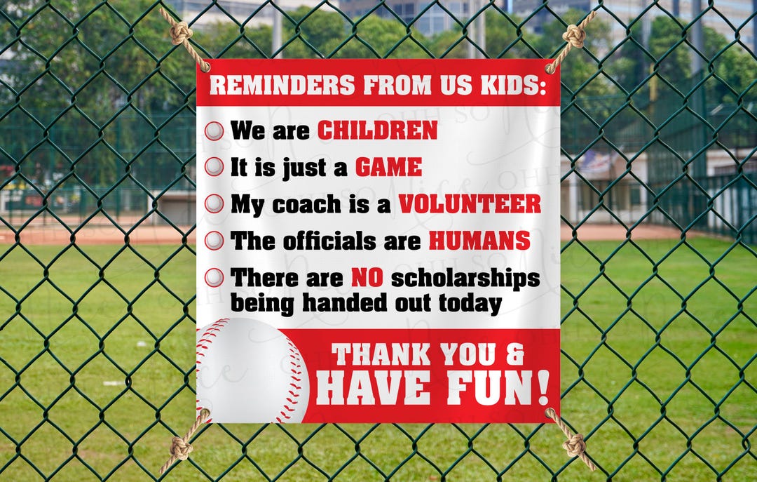 Baseball Field Kids Friendly Reminder Banner Sign With Grommets for ...