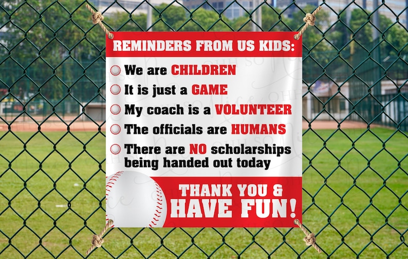 Baseball Field Kids Friendly Reminder Banner Sign With Grommets for ...