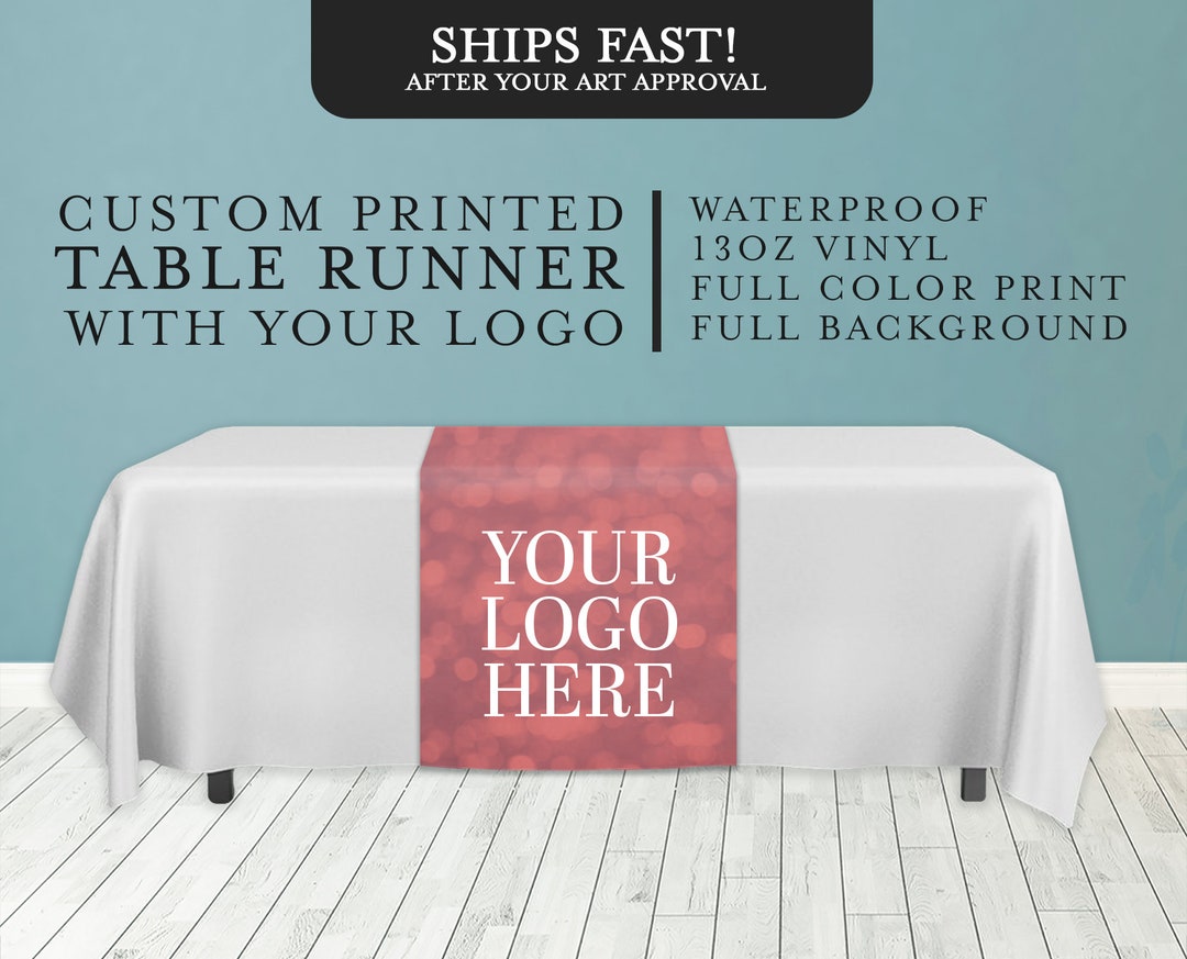 Custom Vinyl Table Runner Banner With Full Background Personalized With ...