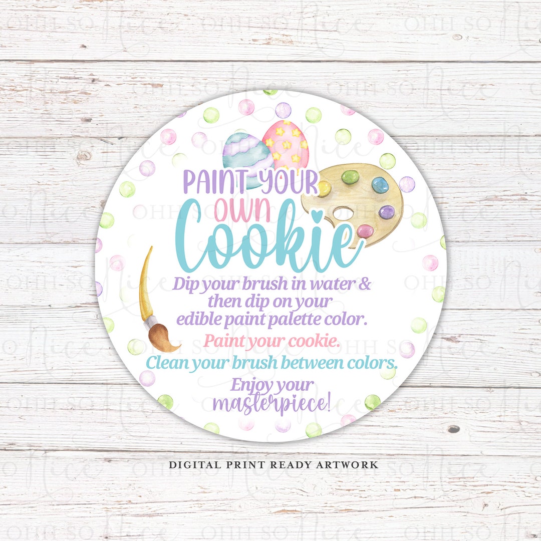 3 Sizes: Easter PYO Cookie Instruction Circle Tag Label | Watercolor ...