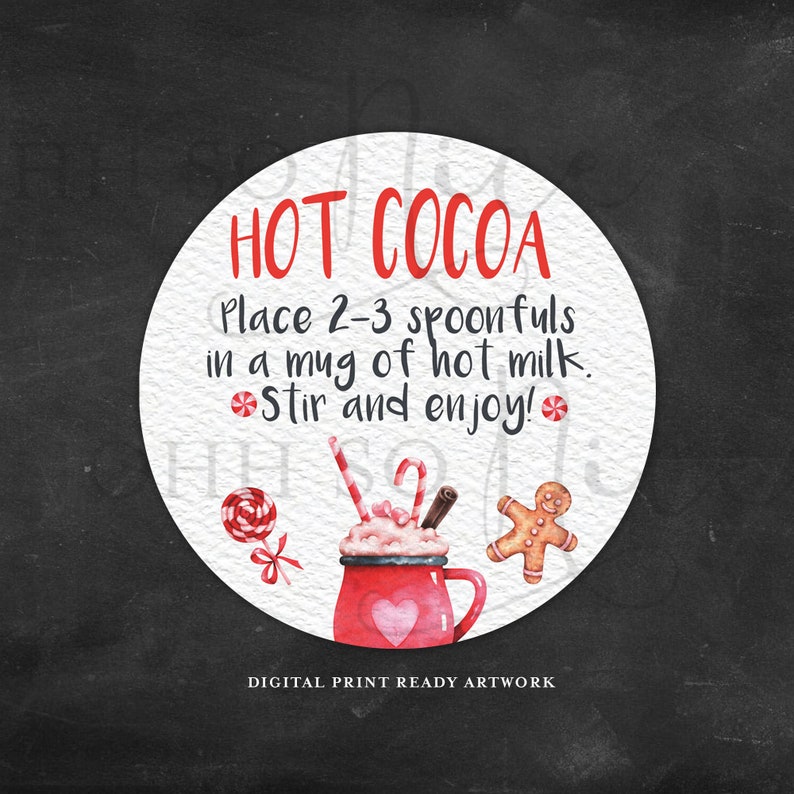 3 Sizes: Hot Cocoa Tag for Jar of Hot Chocolate With Instructions ...