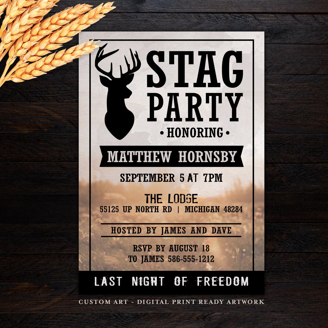 Stag Party Bachelor Party Invitation Download - Etsy