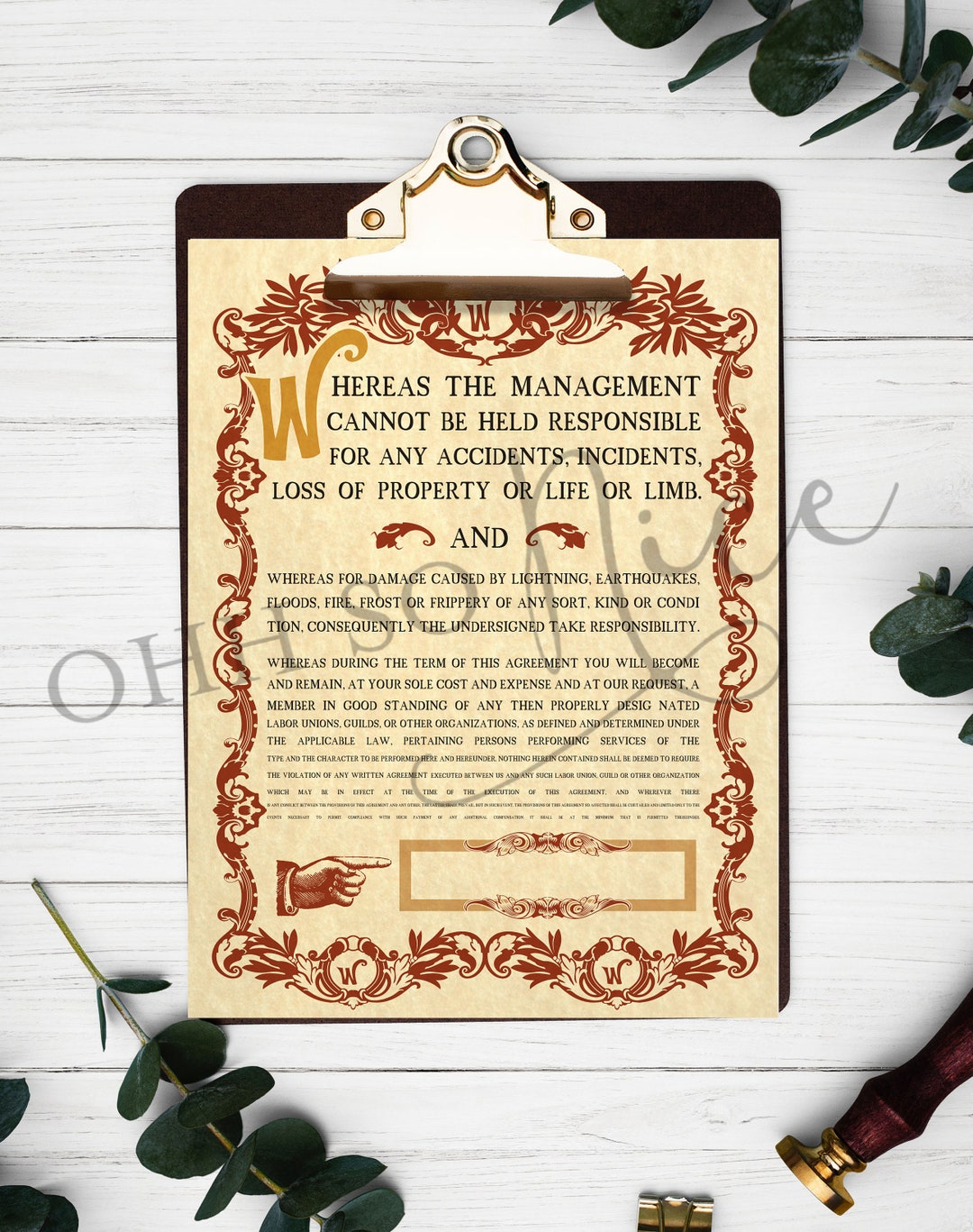PRINTED: Wonka Contract LETTER Sized 8.5 X 11 - Etsy
