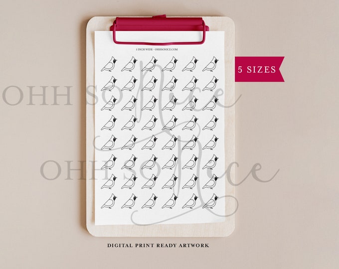 5 Sizes Cardinal Bird Royal Icing Transfer Template Instant Download ...