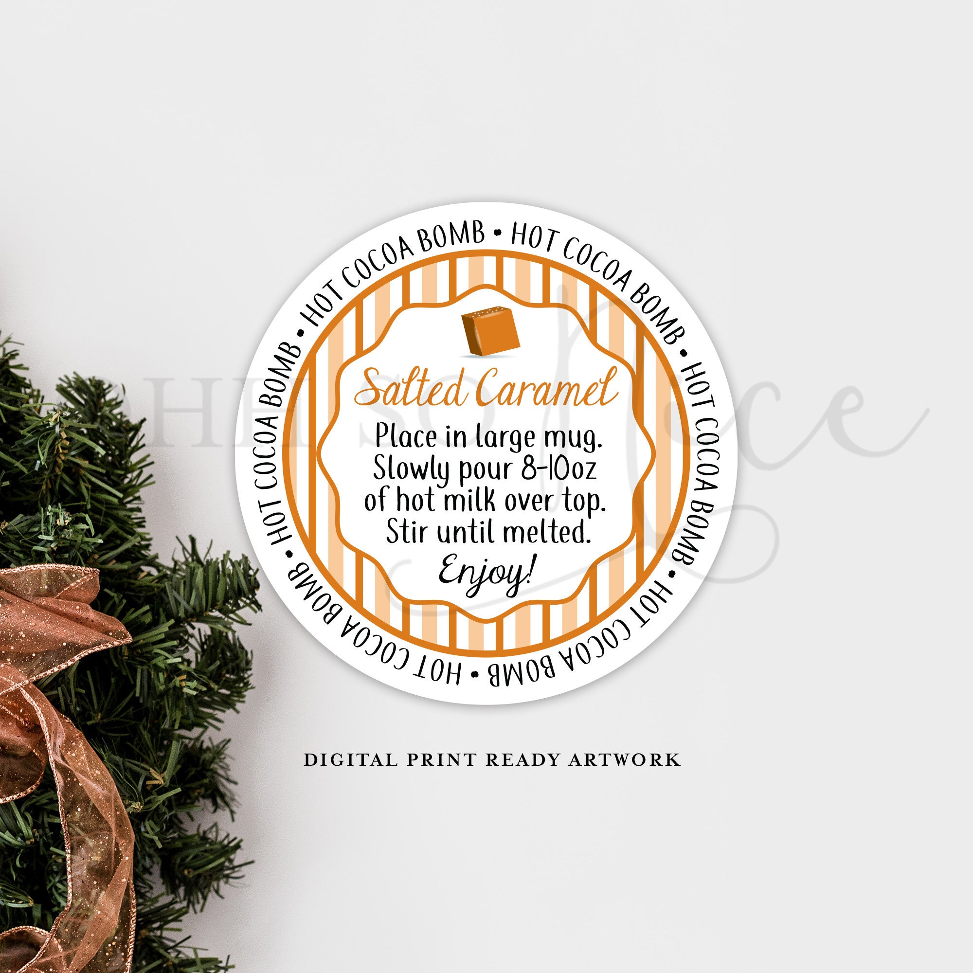 3 Sizes: Salted Caramel Hot Chocolate Cocoa Bomb Tag W/ | Etsy
