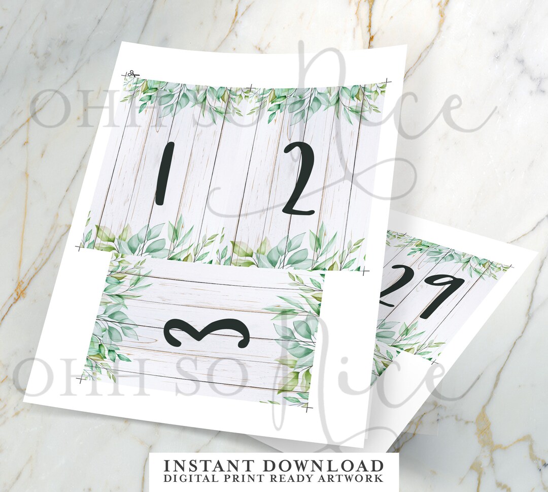4"x6": 1-42 Table Numbers | Wood Greenery Chic Theme | Shiplap ...