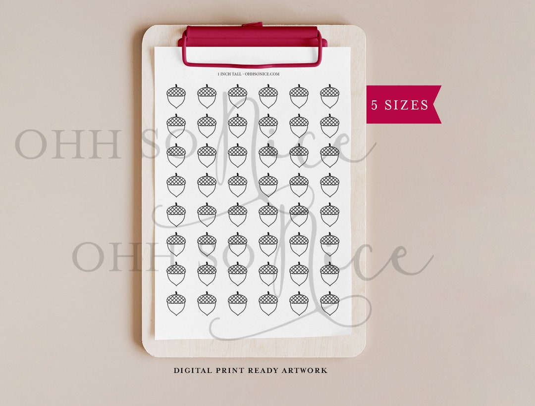 5 Sizes | Acorn Royal Icing Transfer Template | Instant Download | Fall ...