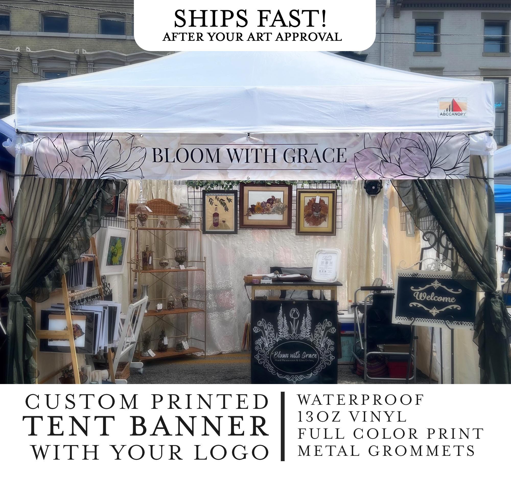 Custom Vinyl Tent Canopy Header Banner | Personalized With Logo ...