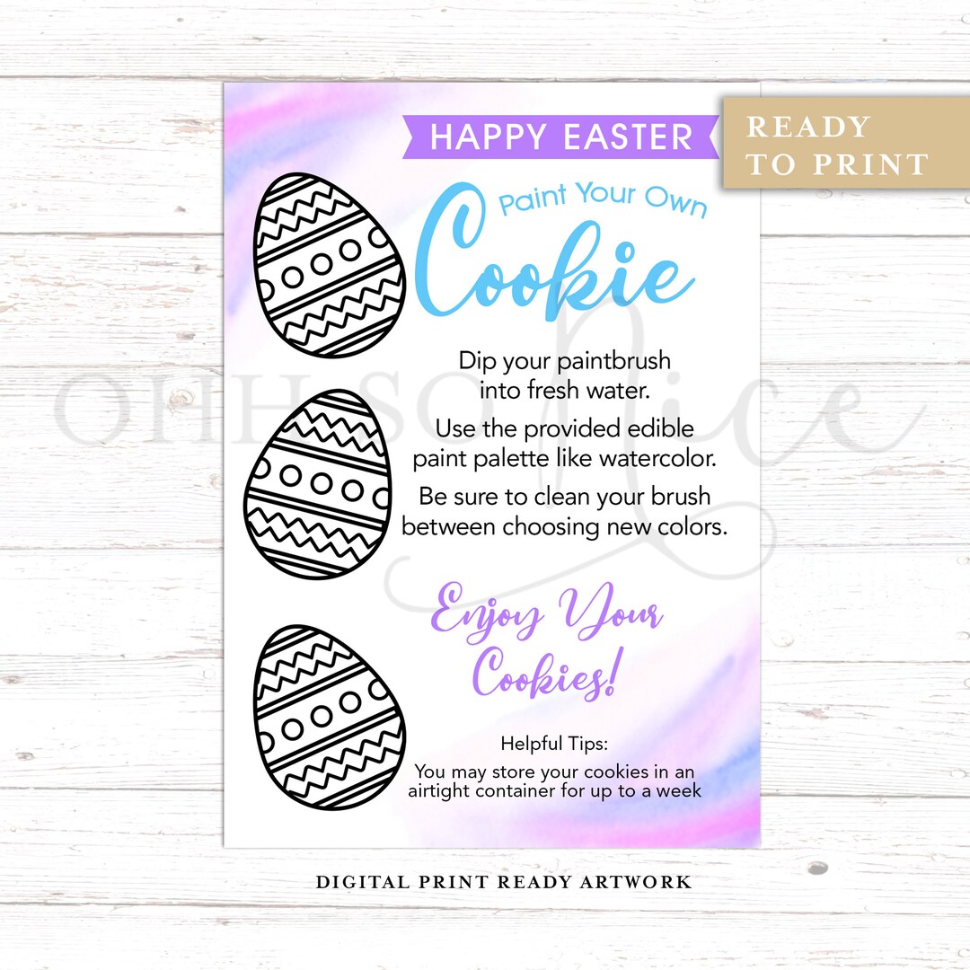 3.5" X 5" | PYO Easter Egg Theme Cookie Instruction Card - Paint Your ...