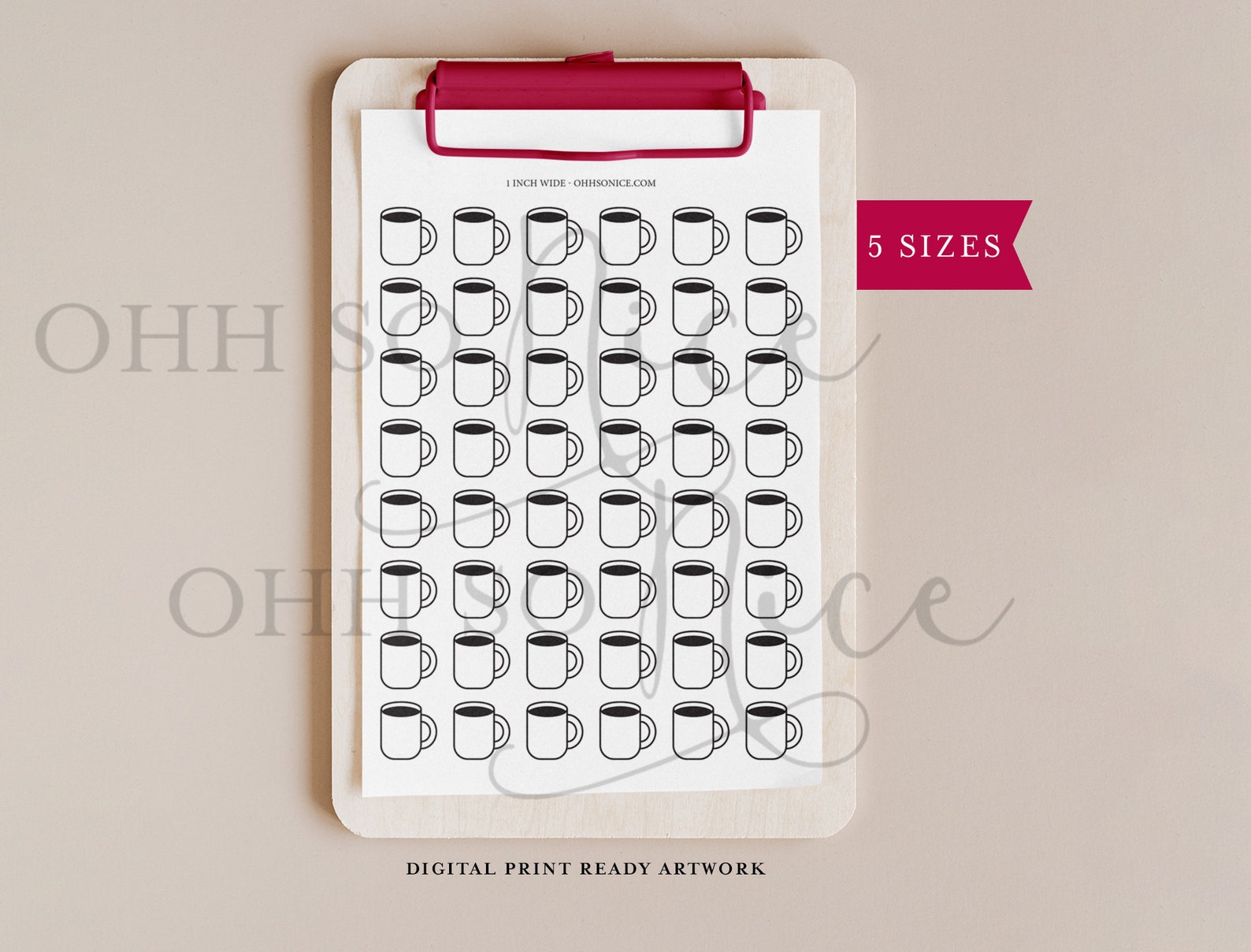 5 Sizes | Mug Royal Icing Transfer Template | Instant Download | Coffee ...