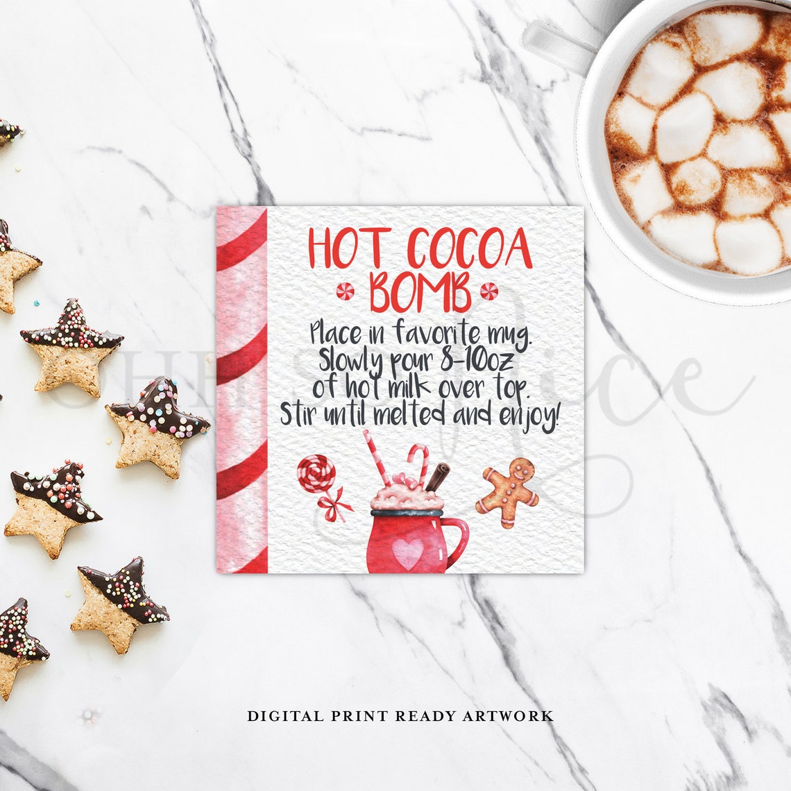 3 Sizes: Watercolor Peppermint Mug Hot Chocolate Cocoa Bomb - Etsy