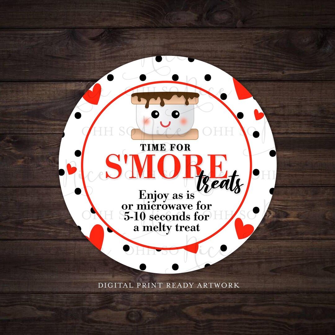 3 Sizes: Time for S'more Treats | Marshmallow Stick Treat Tag Label ...