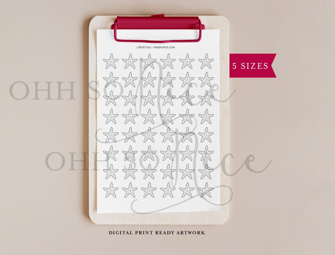 5 Sizes | Starfish Royal Icing Transfer Template | Instant Download ...