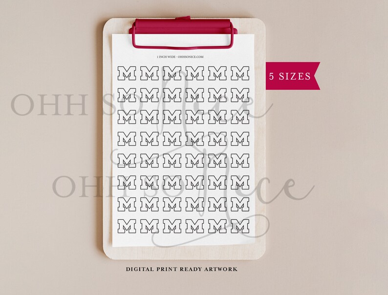 5 Sizes | Letter M Royal Icing Transfer Template | Instant Download | U ...
