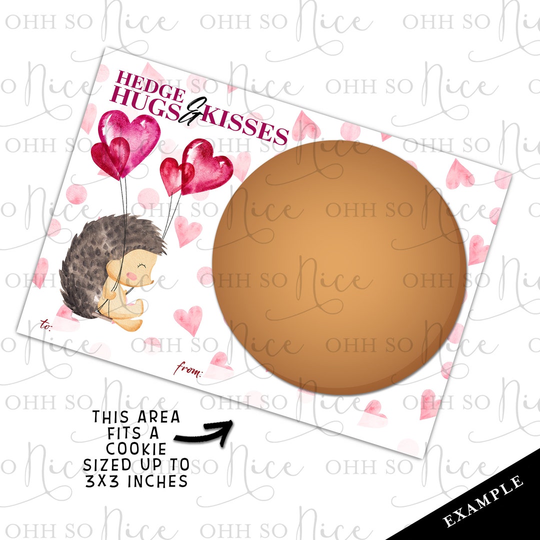 3.5" X 5" | Hedge Hugs and Kisses Valentines Cookie Treat Card ...