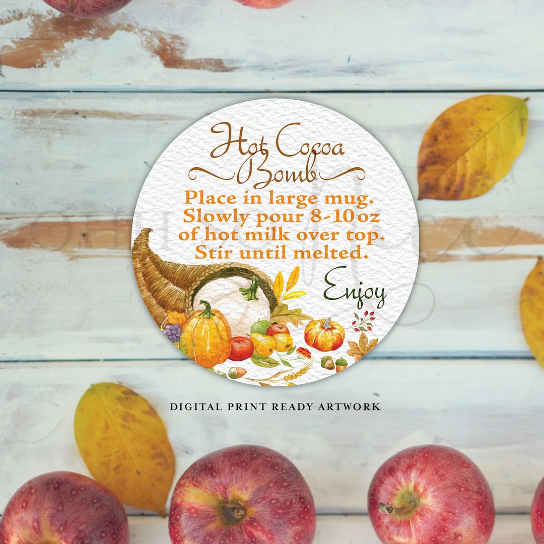 3 Sizes: Thanksgiving Watercolor Cornucopia Hot Chocolate Cocoa Bomb ...