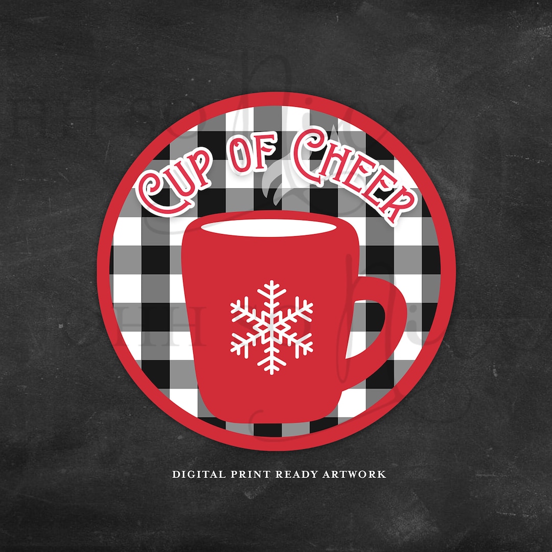 3 Sizes: Cup of Cheer Holiday Plaid With Mug Instant Download, Circle ...