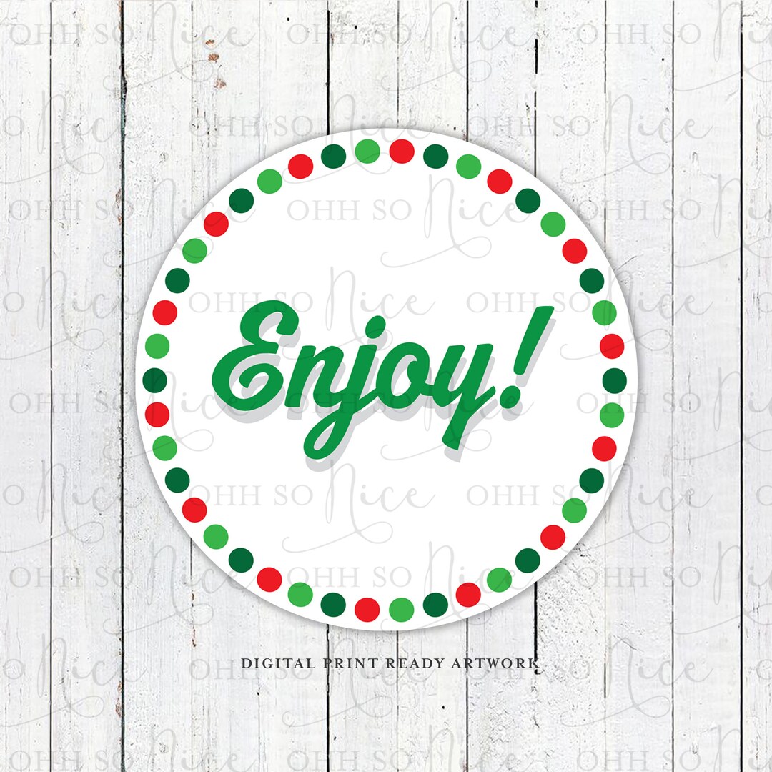3 Sizes: Enjoy! With Holiday Colors and Polka Dots Circle | Generic Tag ...