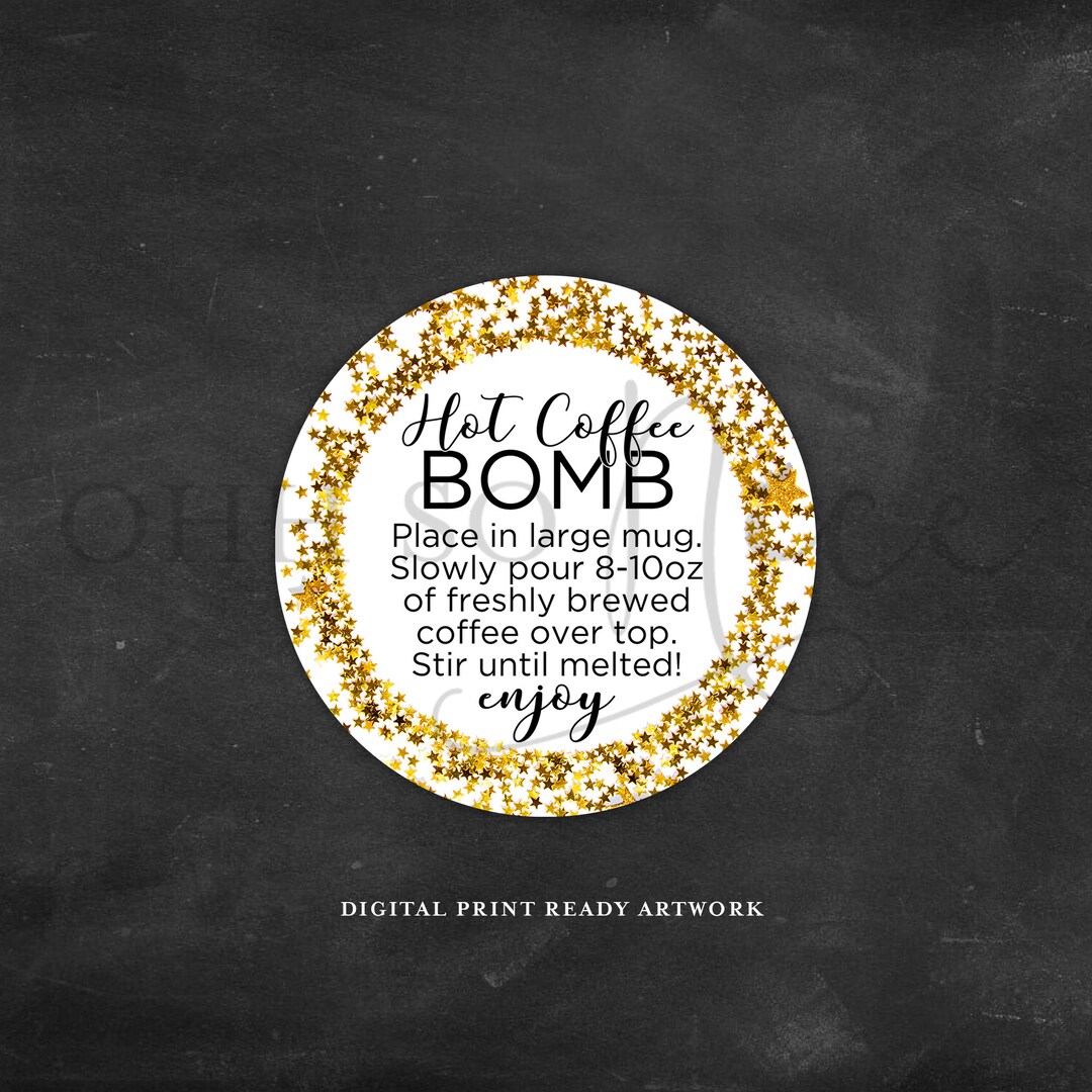 3 Sizes: Gold Stars Hot Coffee Bomb Tag W/ Instructions Instant ...
