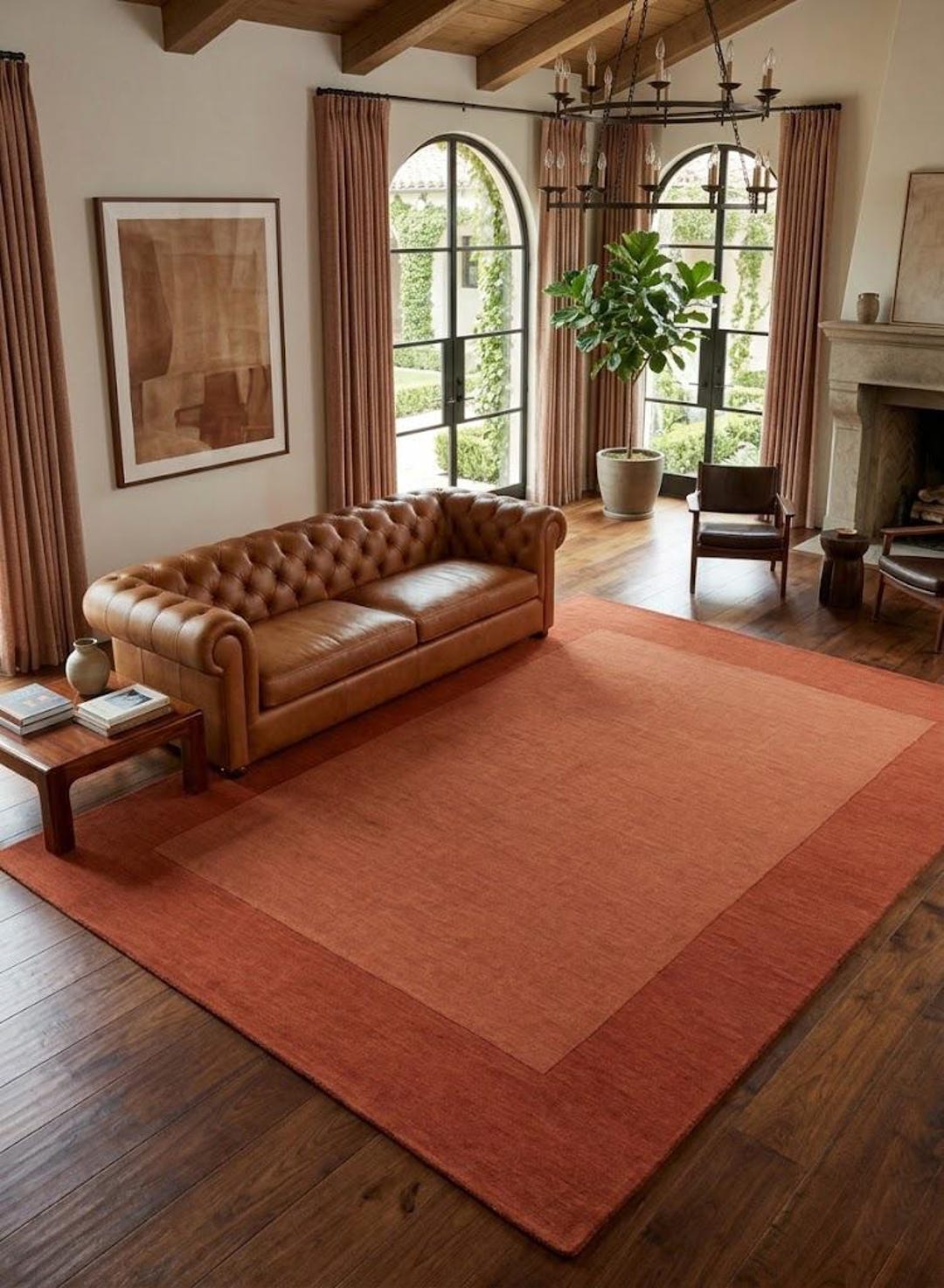 Hand Tufted Border Rugs, Modern Plain Area Rug, Minimalist Living Room ...