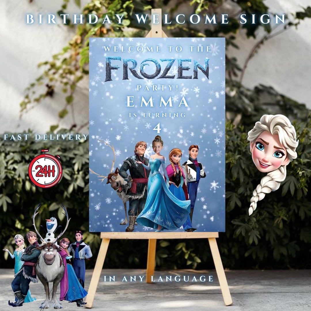 Frozen Elsa Birthday Welcome Sign - Personalized Party Poster - Etsy