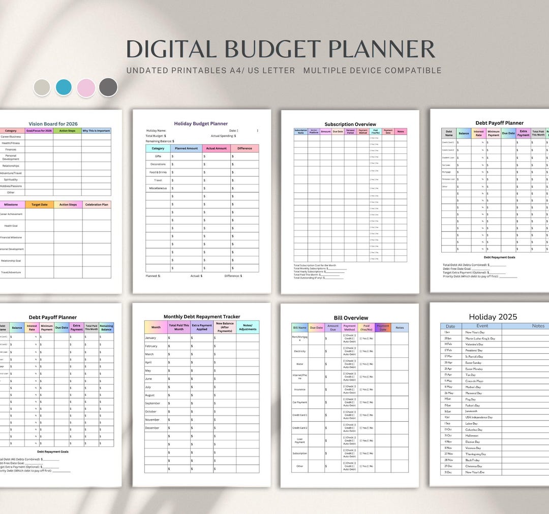 Digital Budget Planner, Finance Tracker, Monthly Budget Planner ...