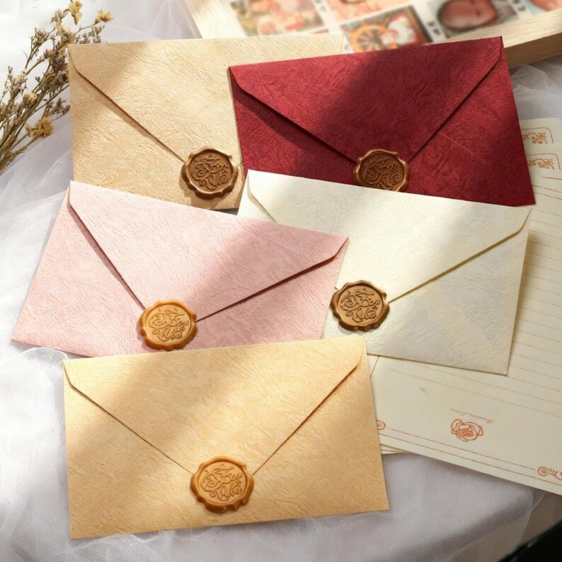 Tree Patterned Envelope, Retro Creative Lacquer Seal Sealed Envelope ...